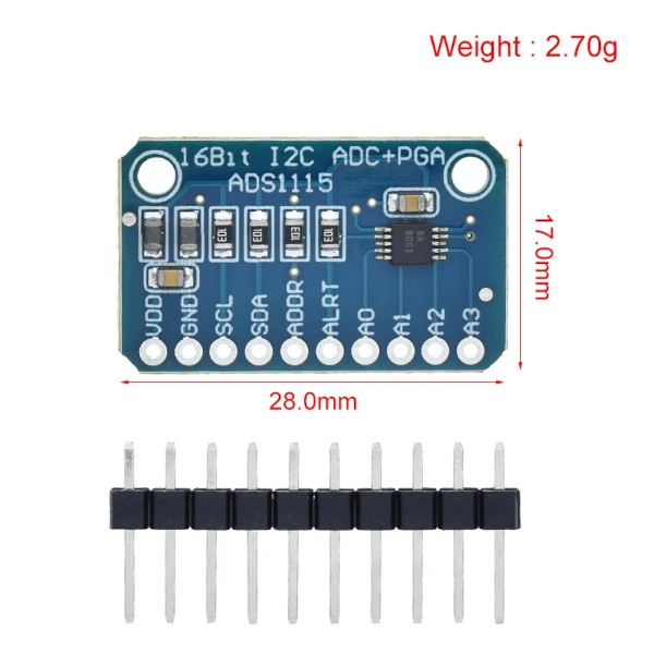 ADS1115 Low Power 16-Bit Analog to Digital Converter Module with I2C – MakerShop
